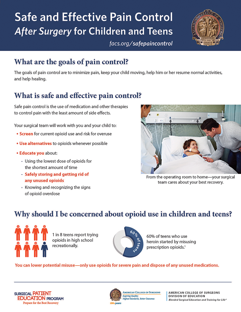 ACS and APSA address pain control after surgery for children and teens ...